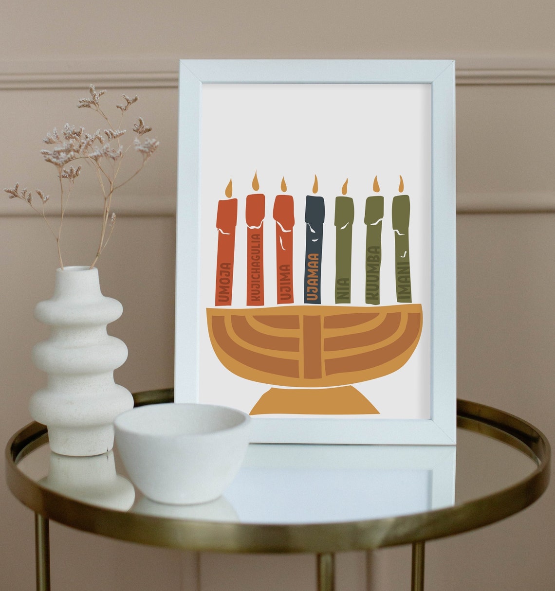 The Seven Tenets of Kwanzaa Candles African-american Holiday Wall Art ...