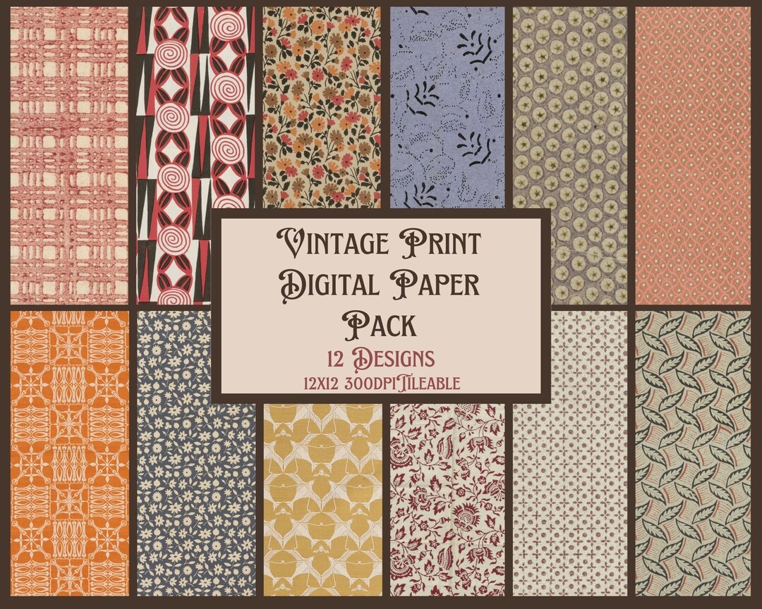 Vintage Antique Block Print Pattern Digital Paper Pack 12 - Etsy