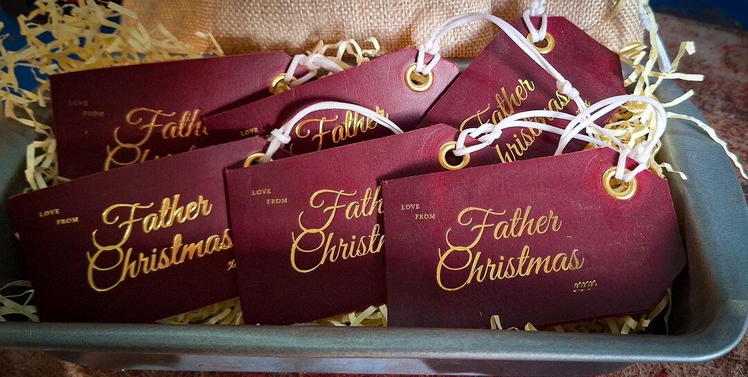 Leather Handmade Father Christmas Gift Tag - Etsy