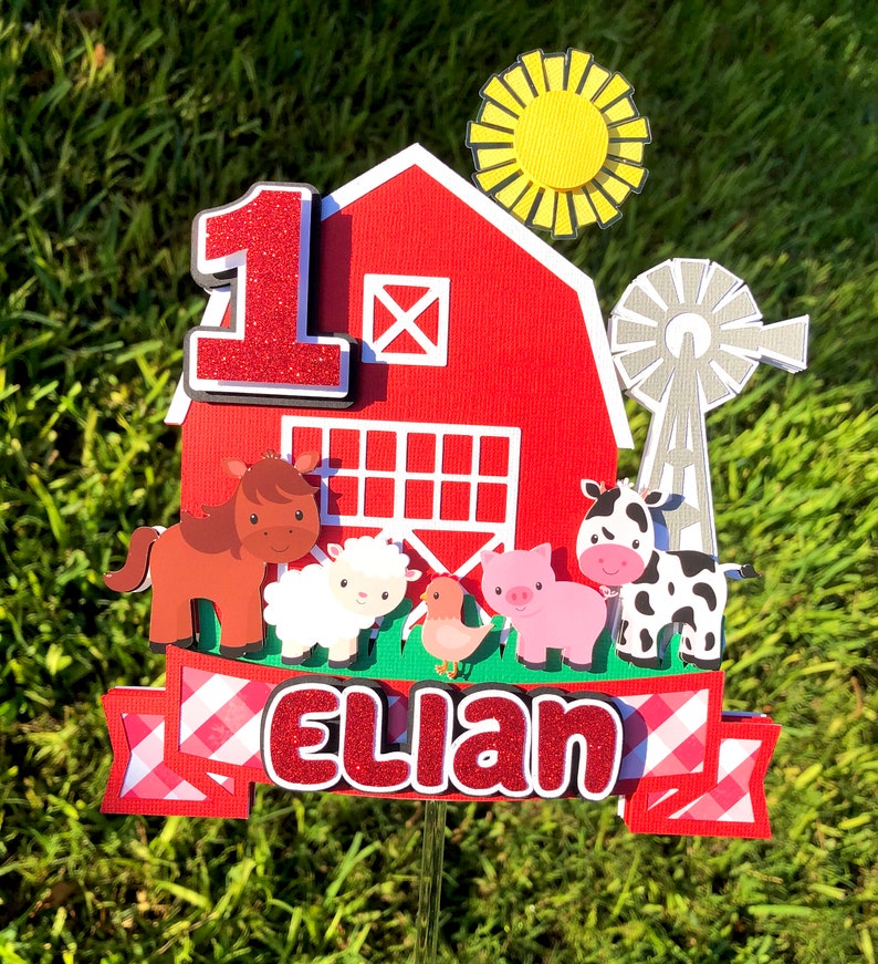 Farm Cake Topper Barn Cake Topper Farm Birthday Party - Etsy