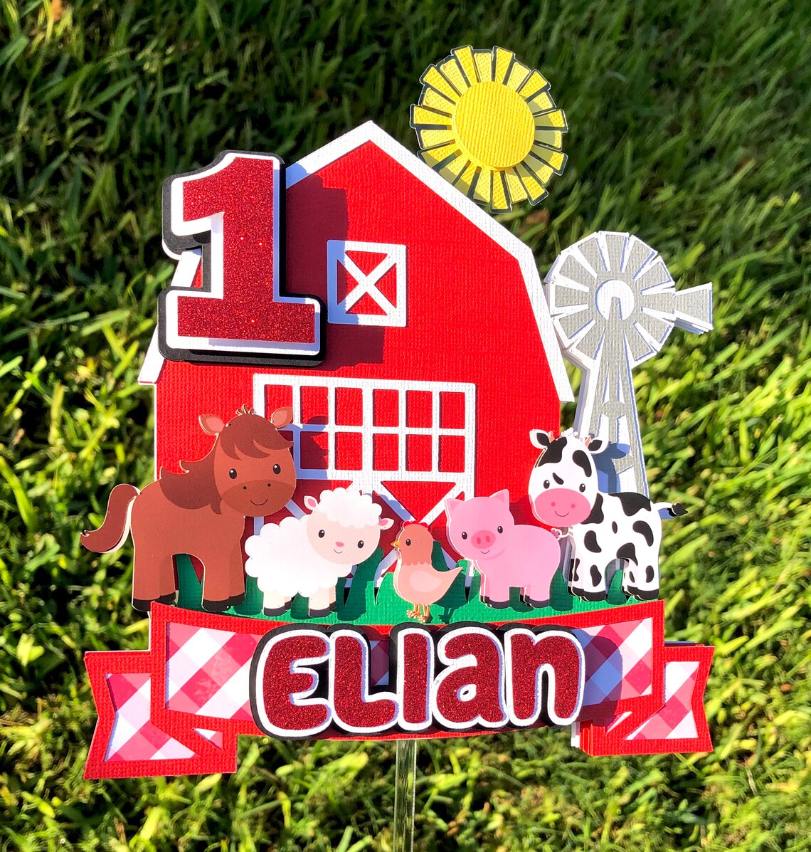 Farm Cake Topper Barn Cake Topper Farm Birthday Party - Etsy