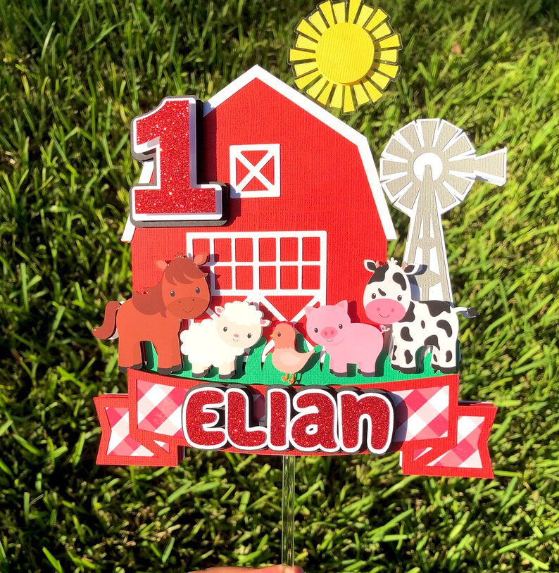 Farm Cake Topper Barn Cake Topper Farm Birthday Party - Etsy