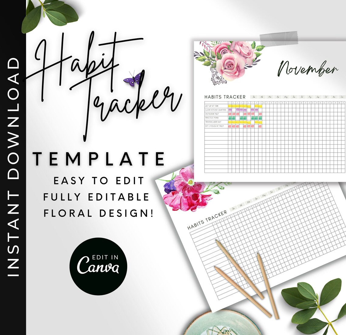 Daily Habit Tracker Printable, Good Notes, Downloadable, Notebook ...
