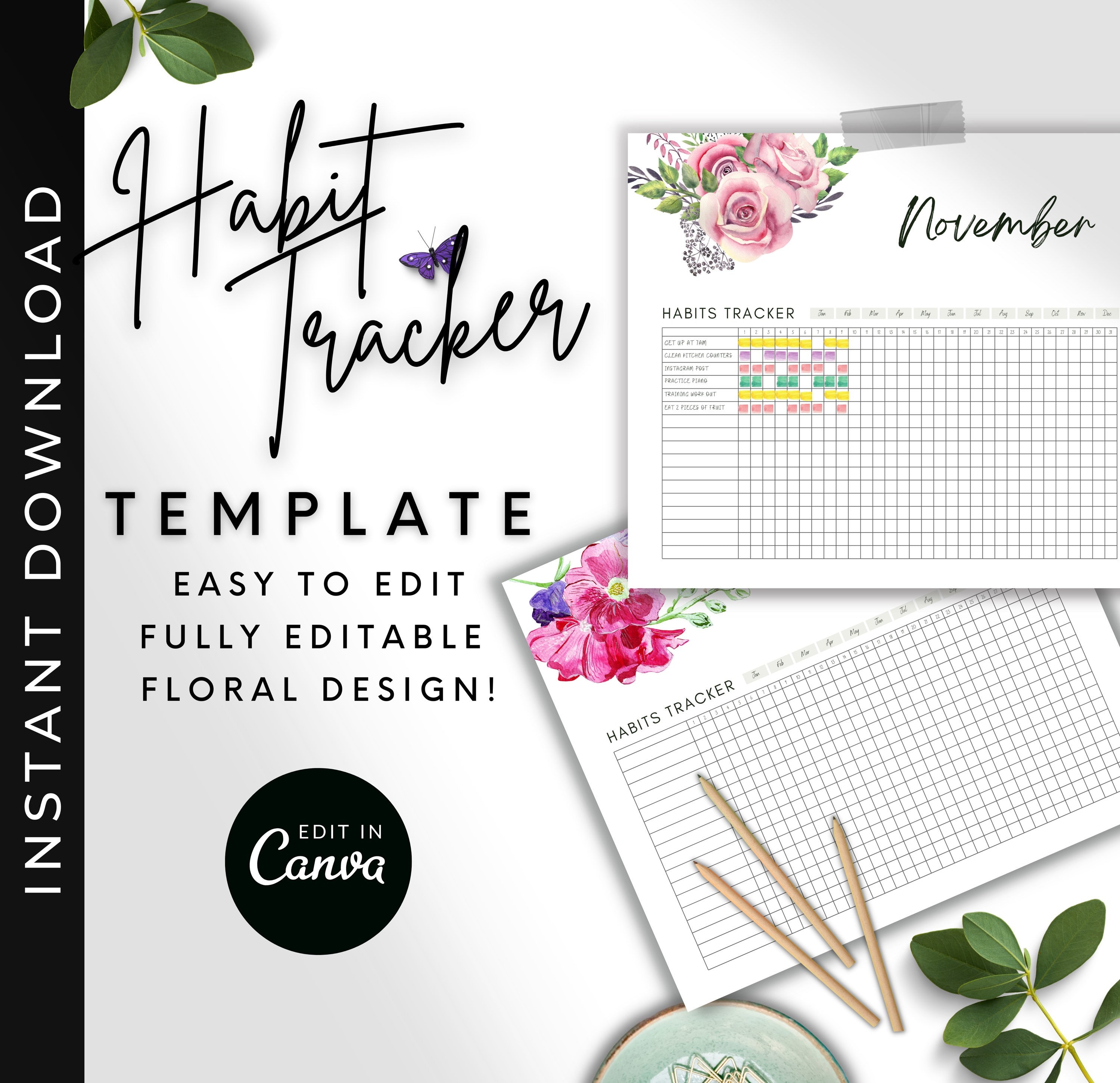 Daily Habit Tracker Printable, Good Notes, Downloadable, Notebook ...