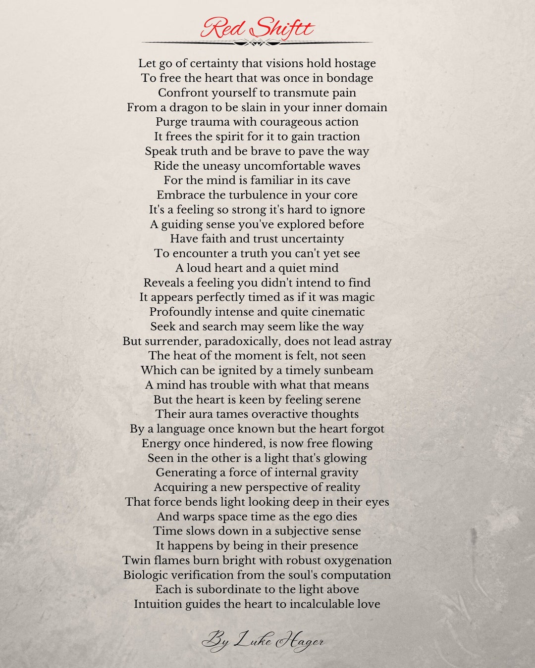 Red Shift - Original Poem by Luke Hager (customizable Print Sizes) - Etsy
