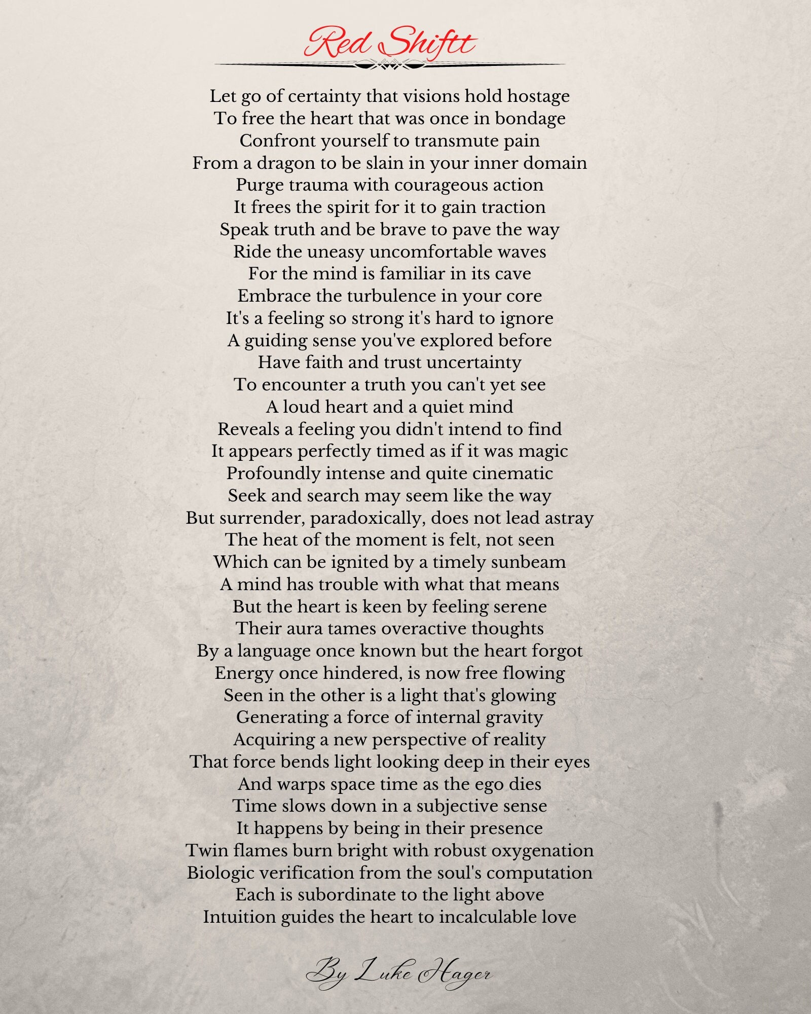 Red Shift - Original Poem by Luke Hager (customizable Print Sizes) - Etsy
