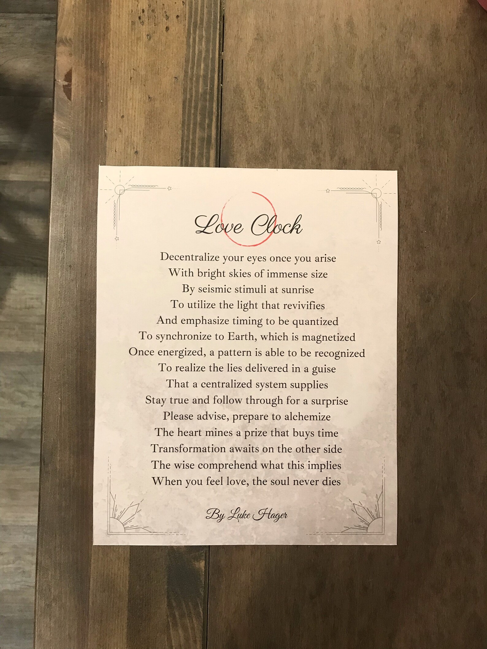 Love Clock - Original Poem by Luke Hager (customizable Print Sizes) - Etsy