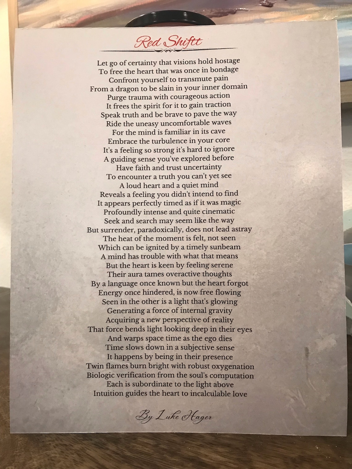 Red Shift - Original Poem by Luke Hager (customizable Print Sizes) - Etsy