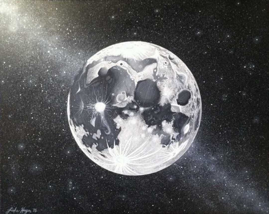 MOON PRINT of Acrylic Painting, Wall Art, Decor, Stars, Galaxy ...