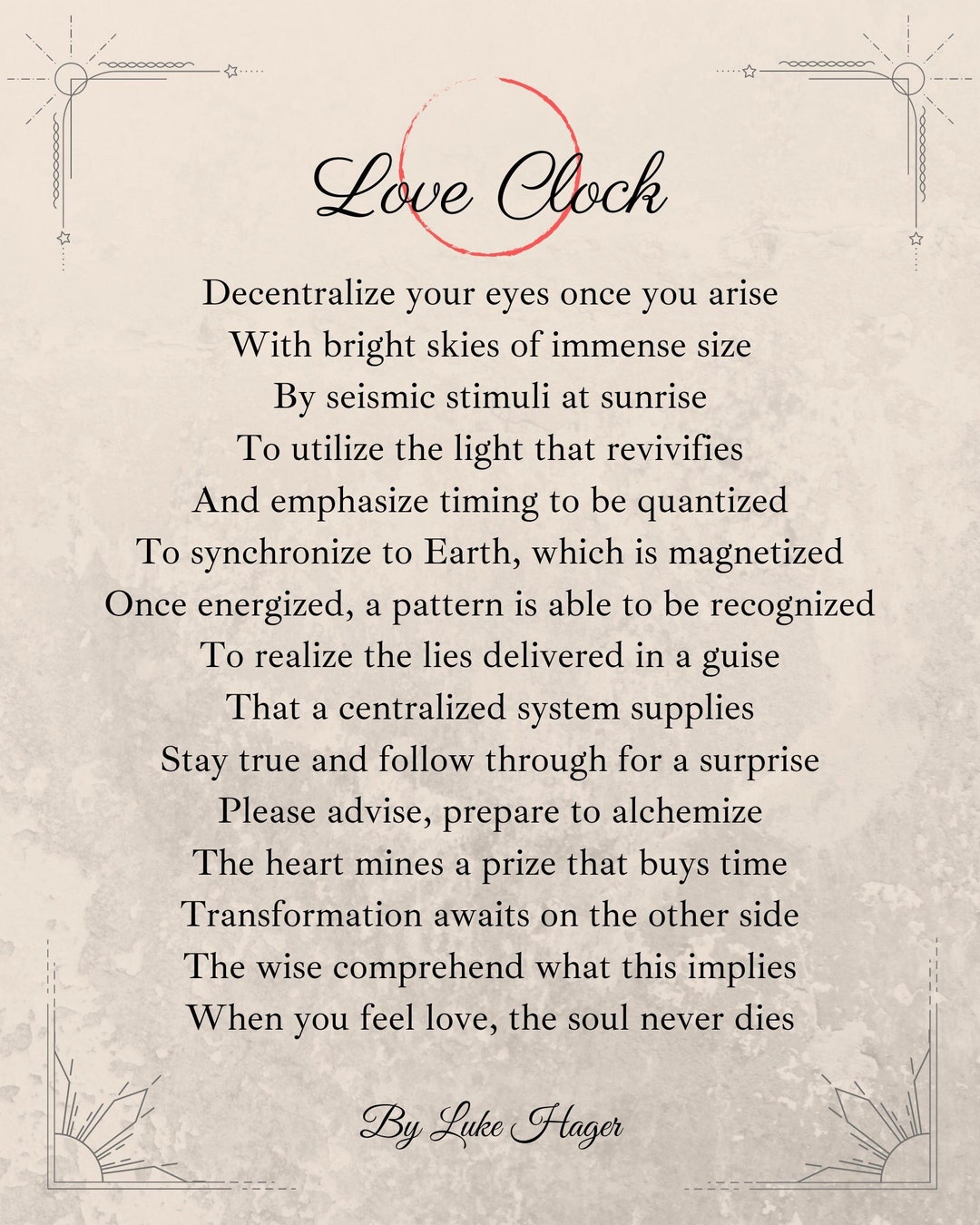 Love Clock - Original Poem by Luke Hager (customizable Print Sizes) - Etsy