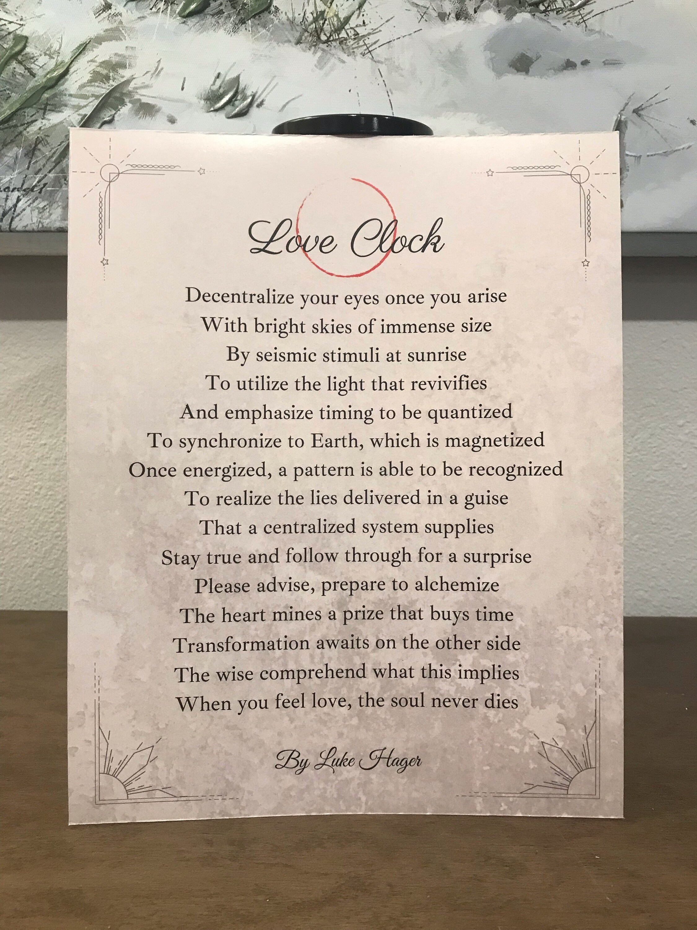 Love Clock - Original Poem by Luke Hager (customizable Print Sizes) - Etsy