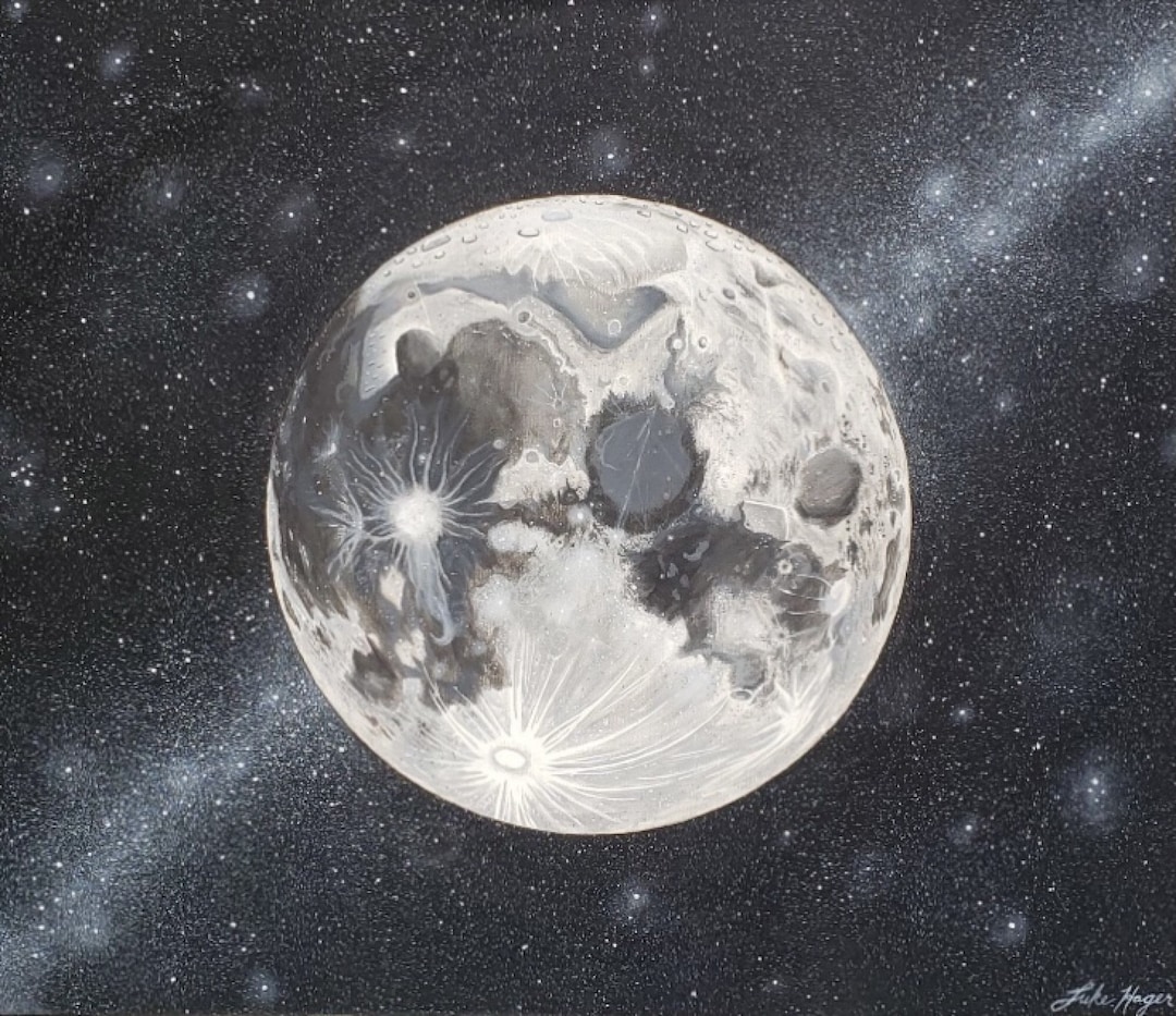MOON PRINT of Acrylic Painting, Wall Art, Decor, Stars, Galaxy ...