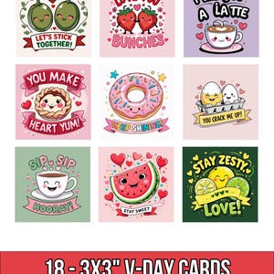 Cute Food Pun Cards for Kids, Classroom Printable Valentine Cards ...