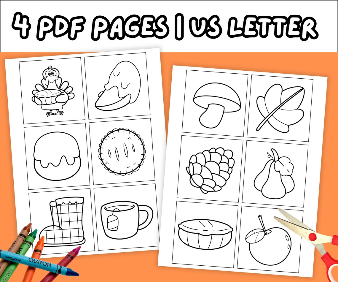 Mini Fall Coloring Pages for Preschool, Kids Autumn Activities ...