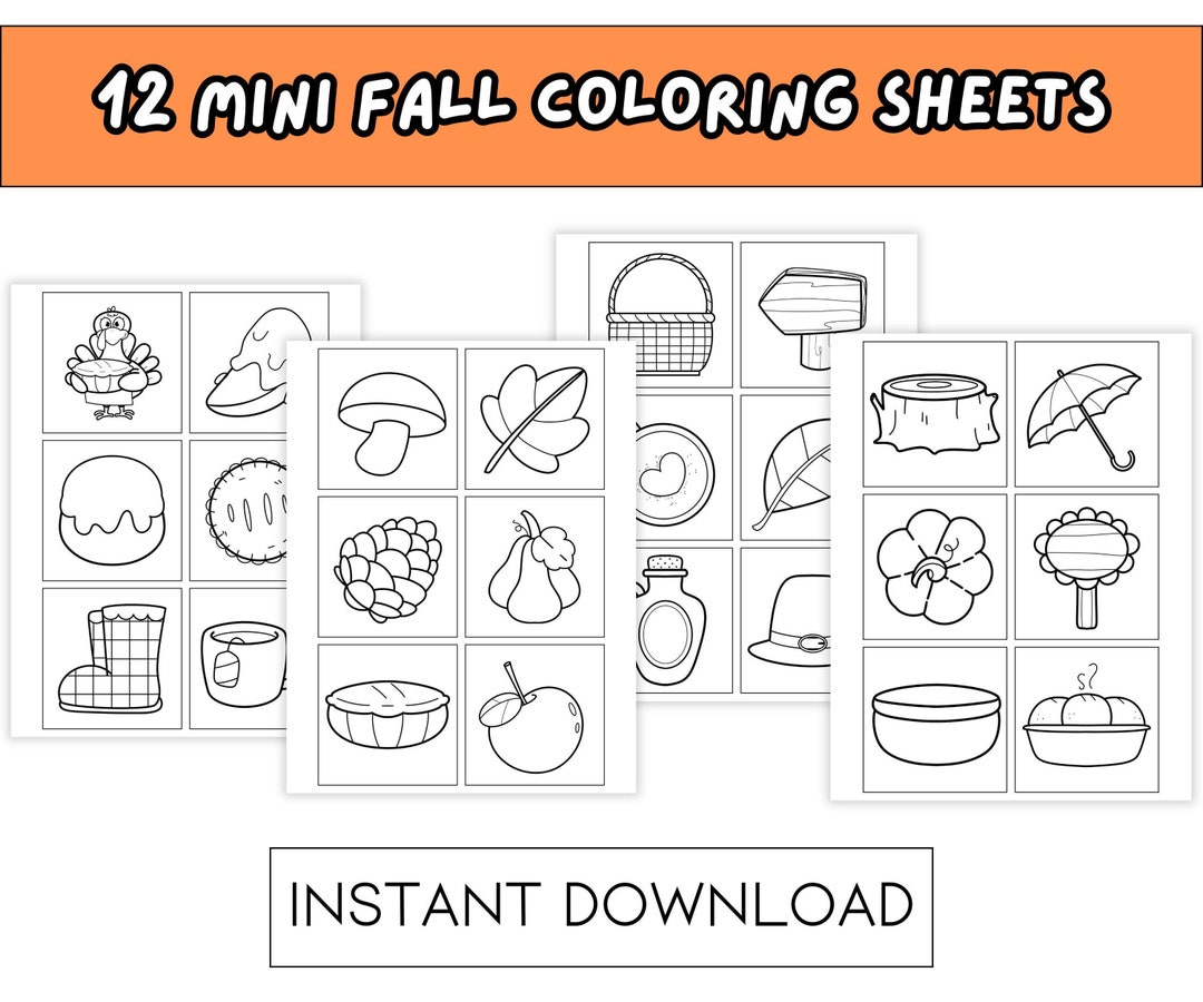 Mini Fall Coloring Pages for Preschool, Kids Autumn Activities ...