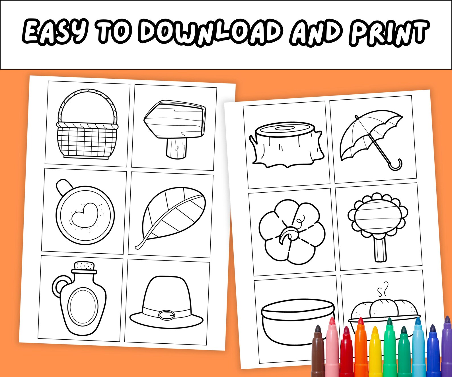 Mini Fall Coloring Pages for Preschool, Kids Autumn Activities ...