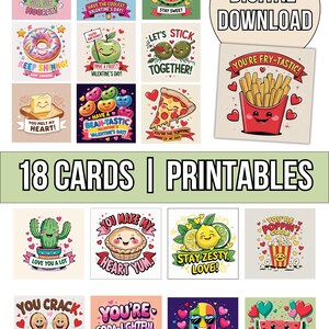 Printable Food-themed Valentine's Cards, Funny Pun Cards for Kids ...