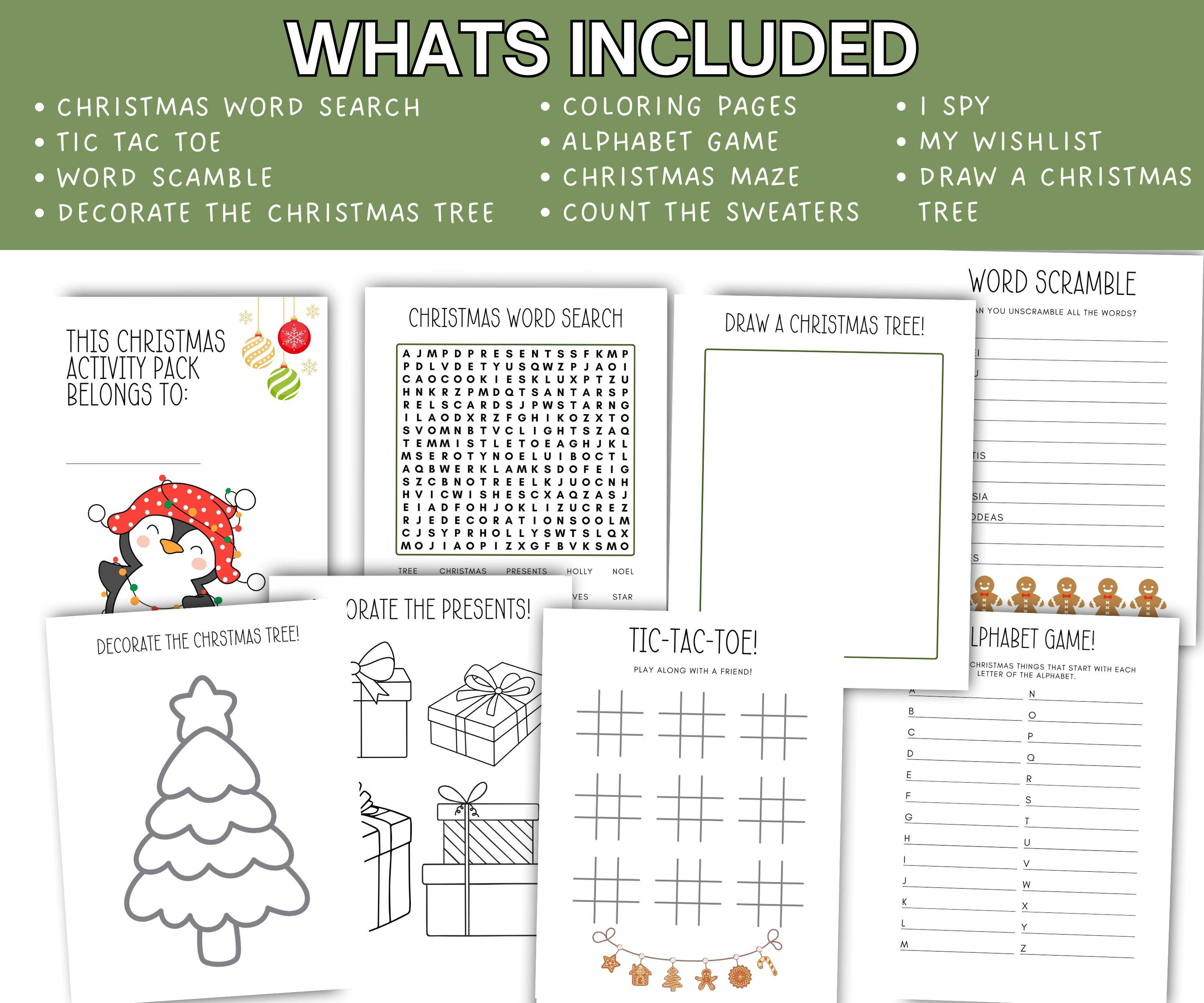 Printable Kids Christmas Activities Bundle, Christmas Coloring Pages ...