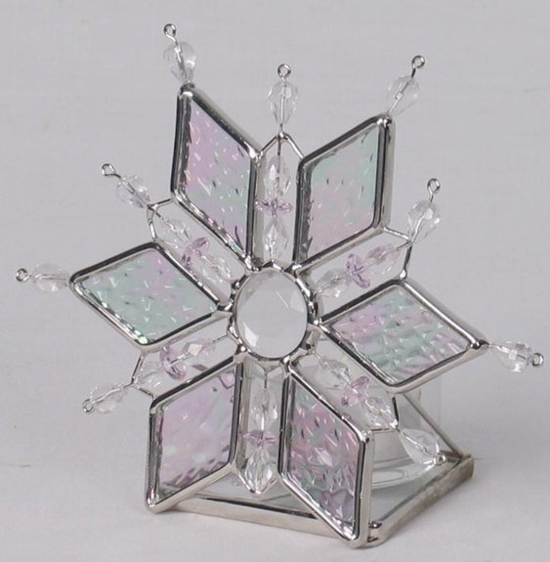 Stained Glass Snowflake Votive Candle Holder - Etsy