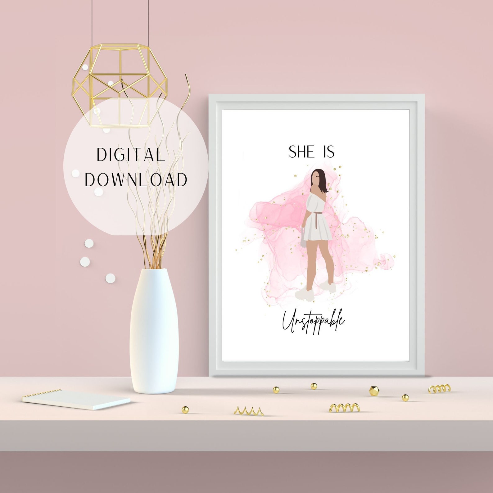 She is Unstoppable Feminine Wall Art Prints for Home and Office Decor ...