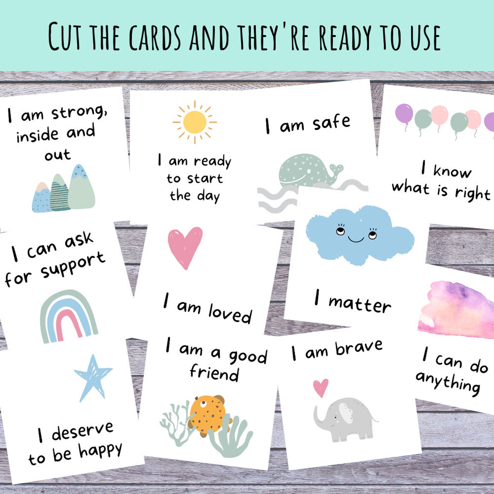Children's Positive Affirmation Cards, Printable Affirmation Cards for ...
