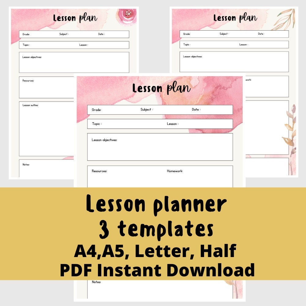 Lesson Planner for Teachers, Homeschool Planner, Lesson Plan Template ...