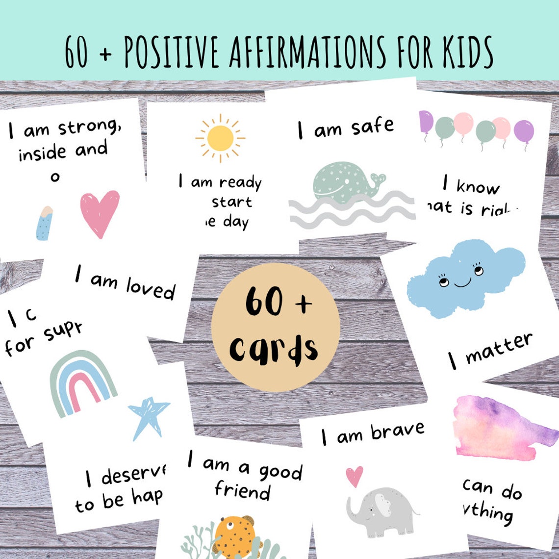 Children's Positive Affirmation Cards, Printable Affirmation Cards for ...