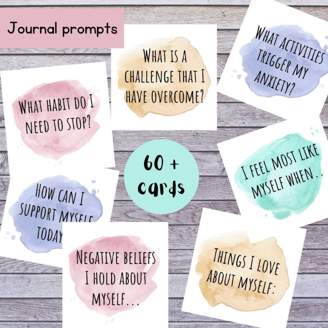 Journaling Prompt Cards, Self Care Journal, Mental Health Writing ...