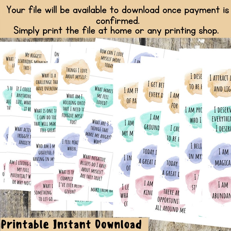 Bundle of 2 Positive Affirmation Cards Printable, Journaling Prompt ...