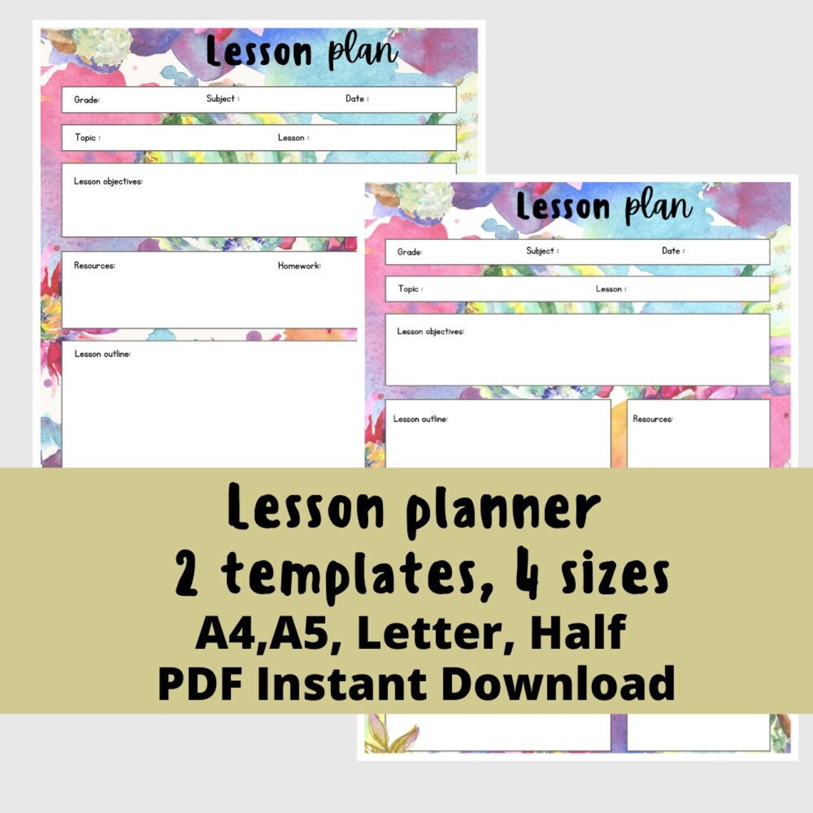 Printable Teacher Planner Lesson Plan Template Set of 2 - Etsy Canada