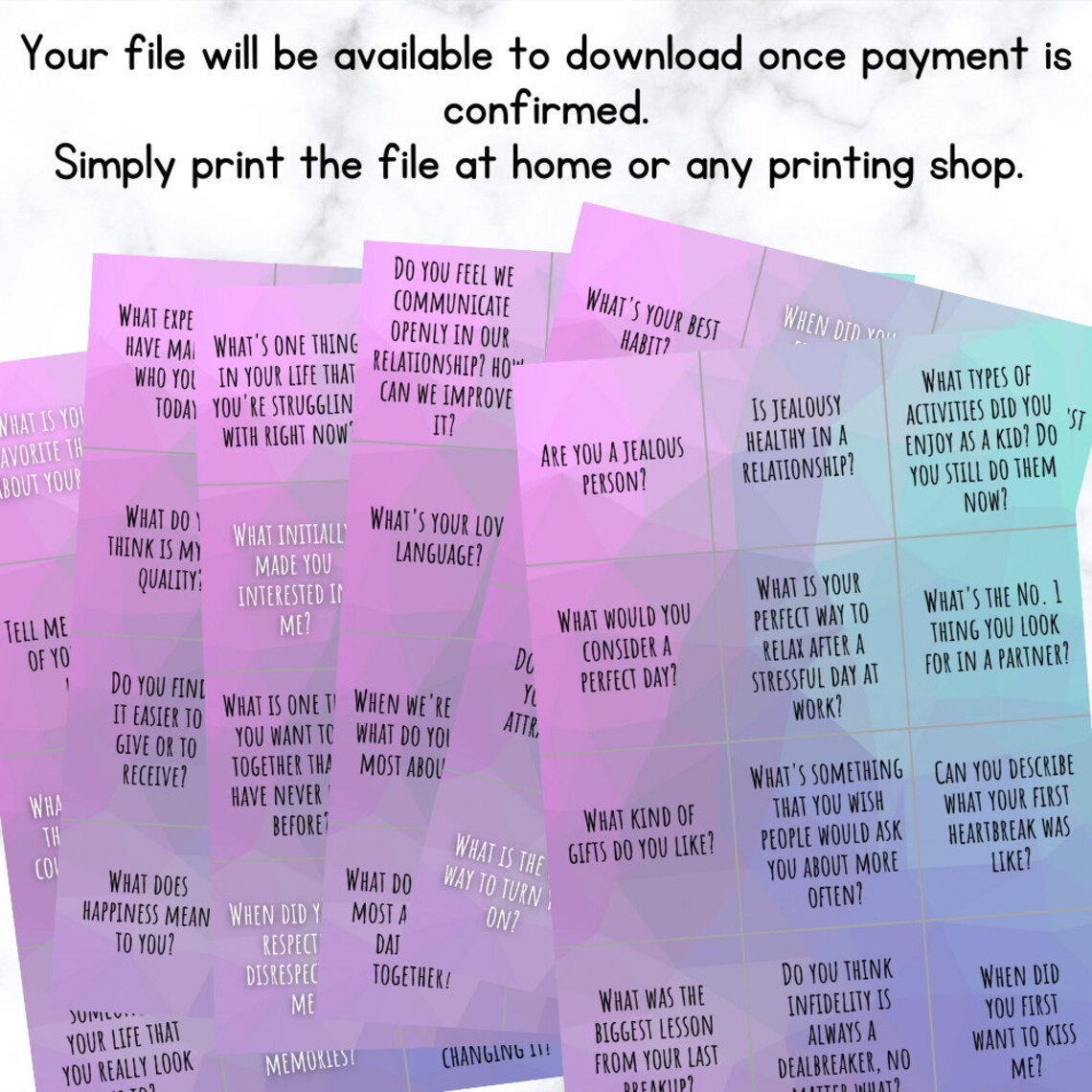 Conversation Cards Couples, Date Night Cards Printable, Couples ...