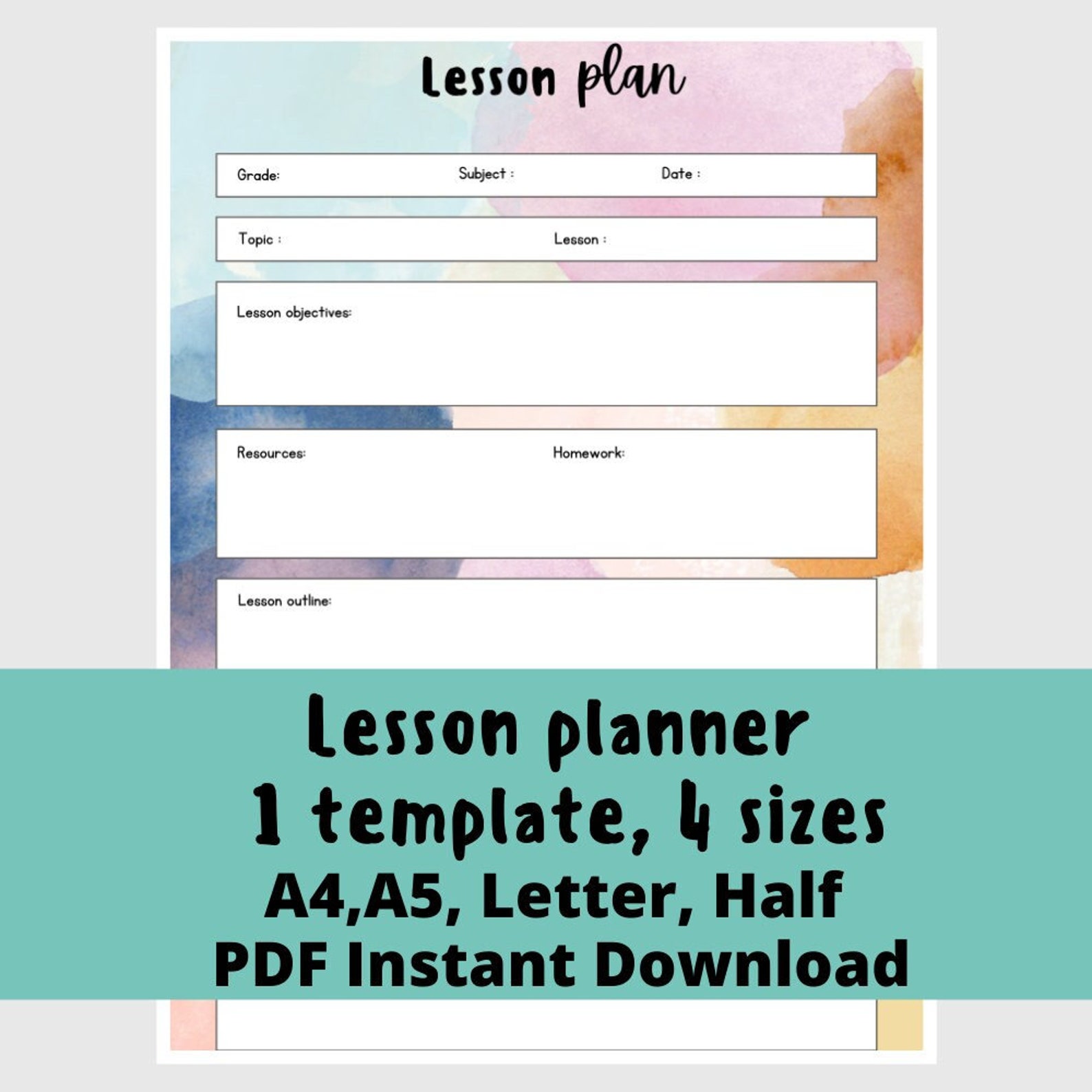Homeschool Planner Printable Lesson Plan Template For Teachers
