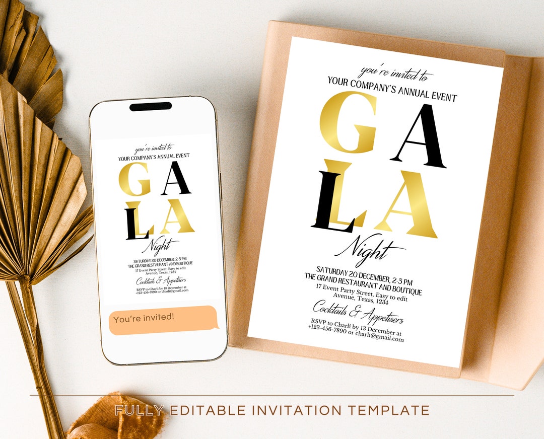 Editable Business Gala Function Invitation Template Printable - Etsy