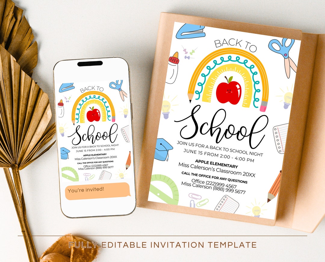 Editable Back to School Invitation Template Back to School - Etsy