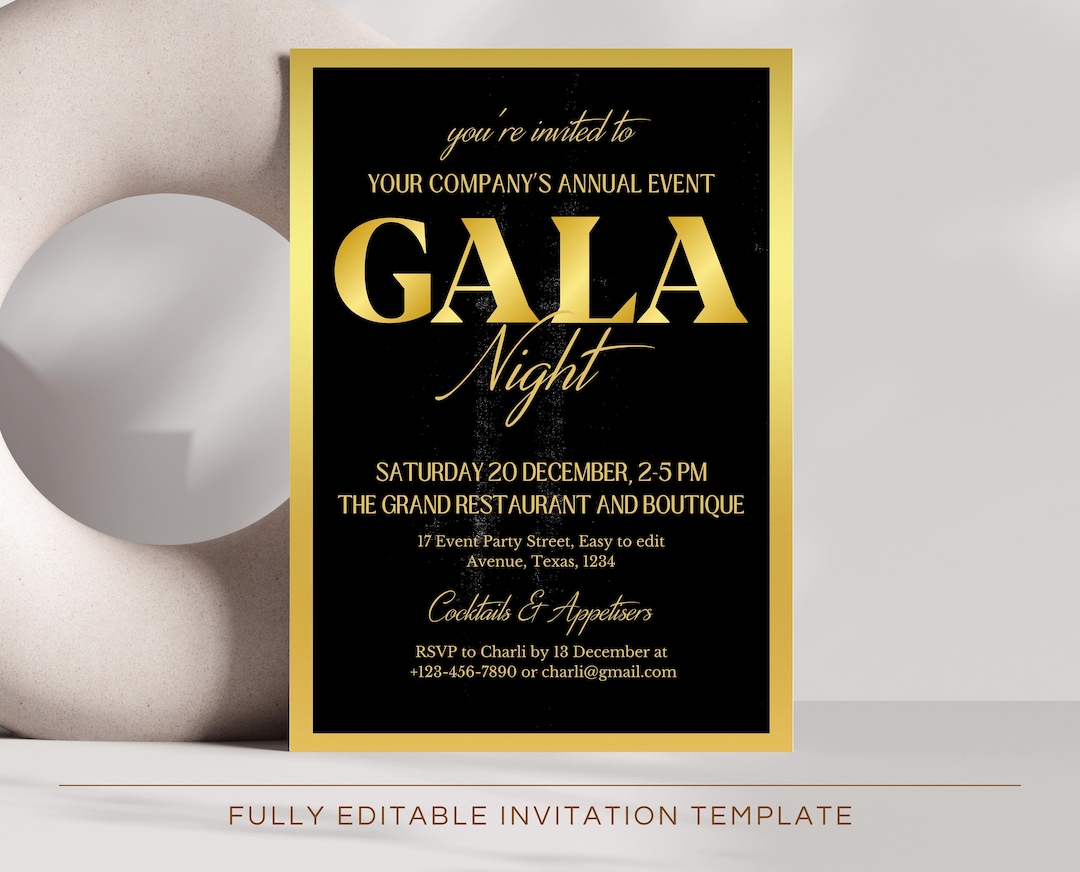 Editable Business Gala Function Invitation Template Printable - Etsy