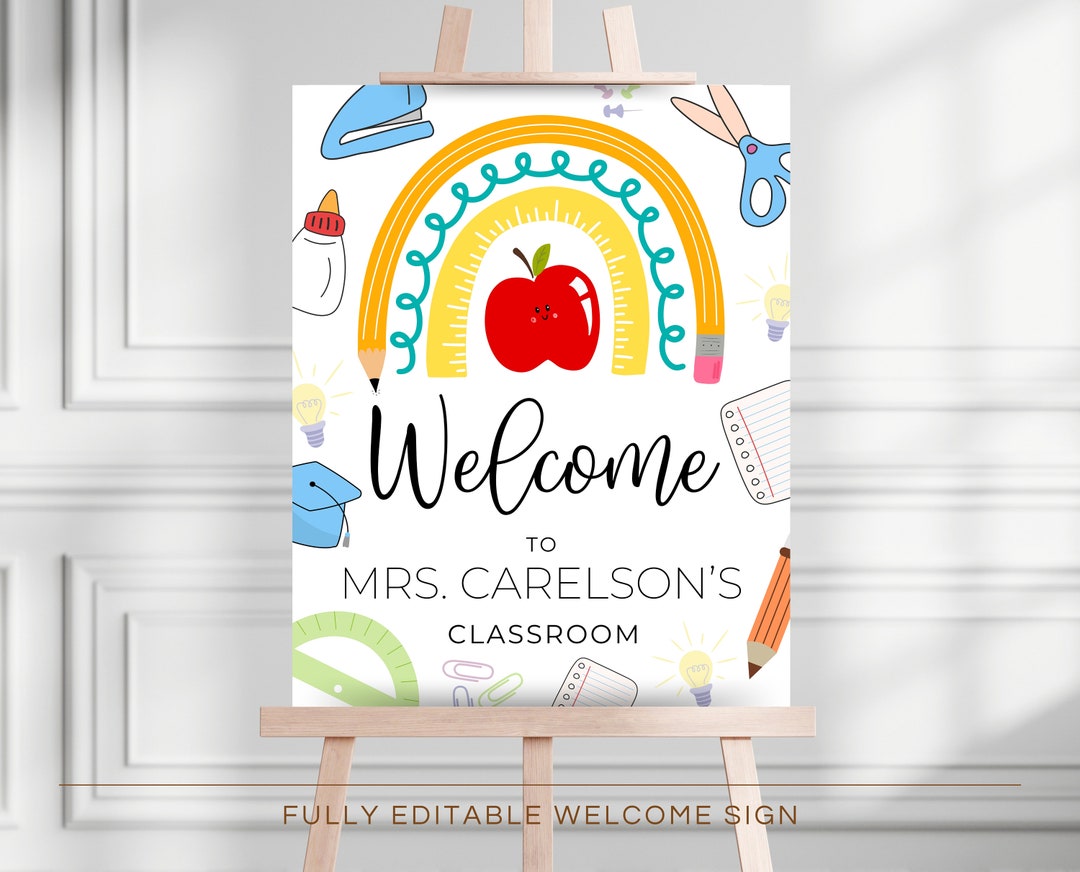 Editable Classroom Welcome Sign Template Teacher Classroom Etsy