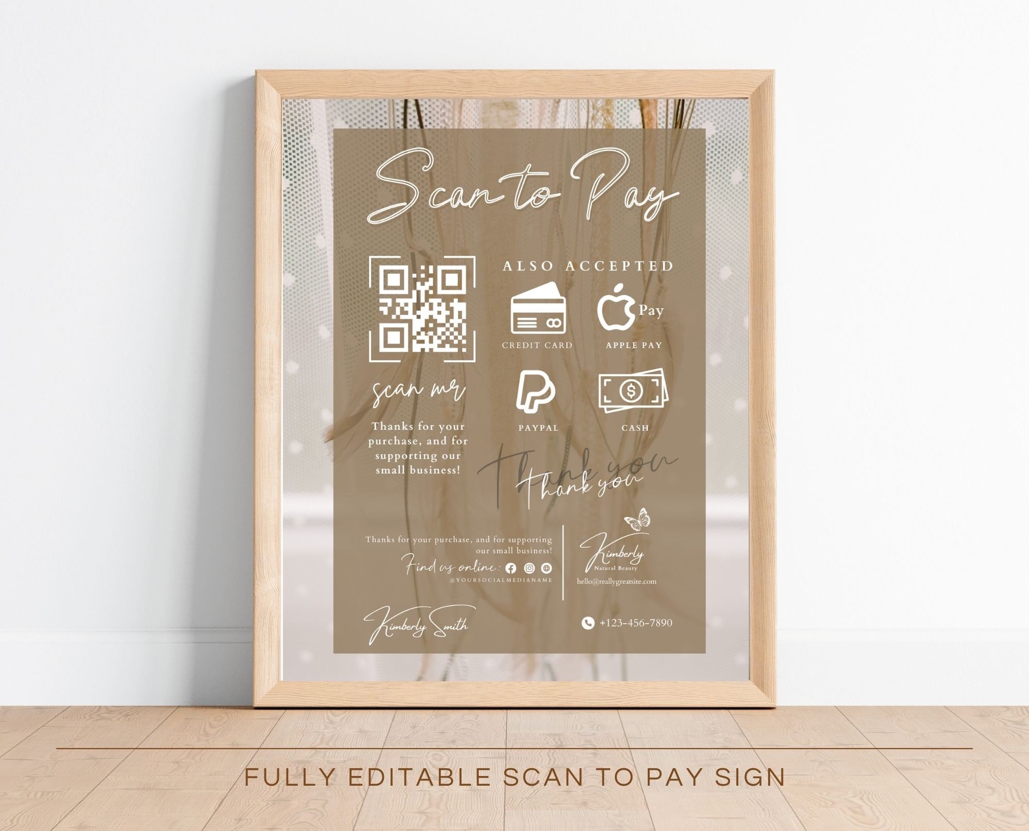 Editable Scan to Pay Template, Boho Payment Sign, QR Payment Sign ...