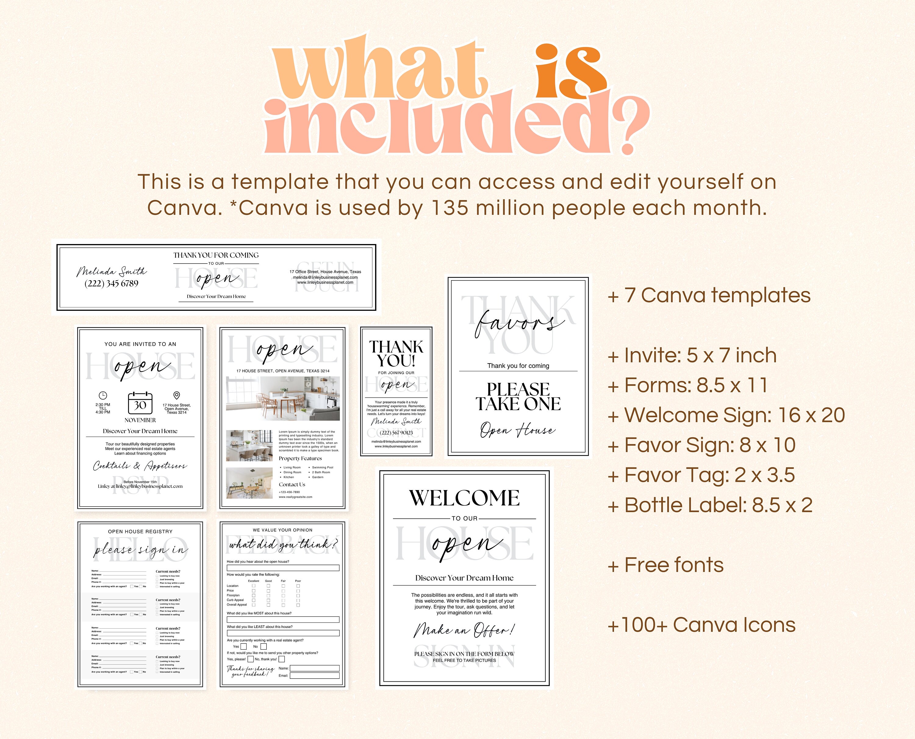 Editable Open House Bundle Template Minimalist Realtor Open - Etsy