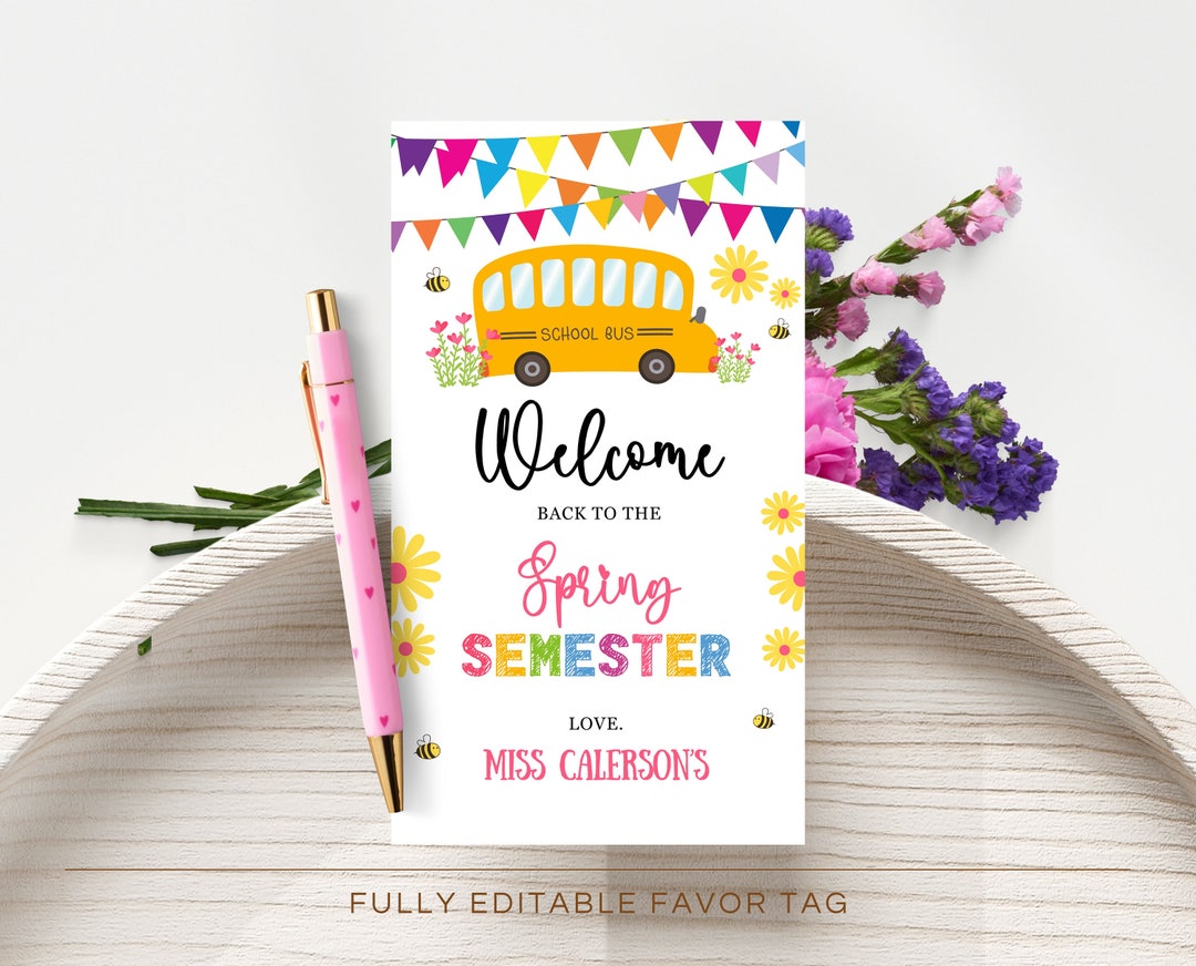 Editable Welcome Back to Spring Semester Tag Back to School - Etsy