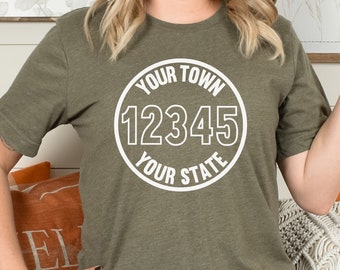 Custom Zip Code T Shirt Hometown City Shirt for Gift Idea for New ...