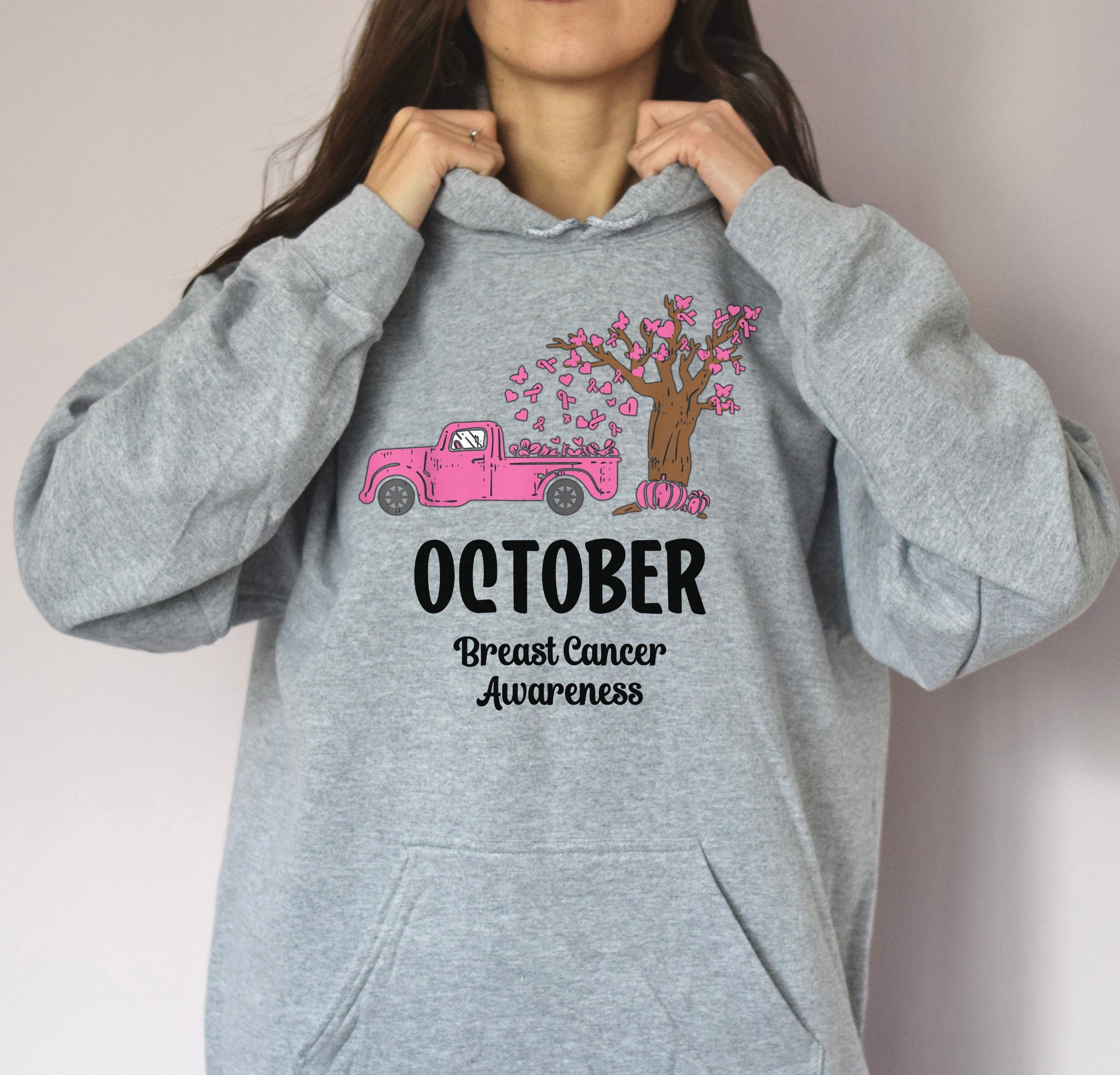 Pink Ribbon Hoodie, Breast Cancer Sweats, Cancer Supporter, Fight ...