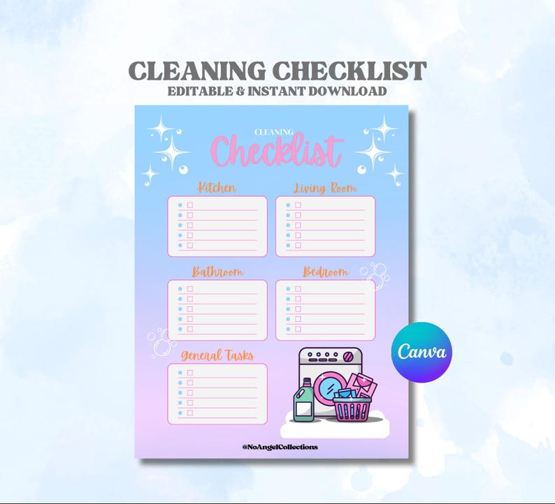 Cleaning Checklist Printable | Decluttering Checklist Digital Download Weekly Cleaning Schedule ...