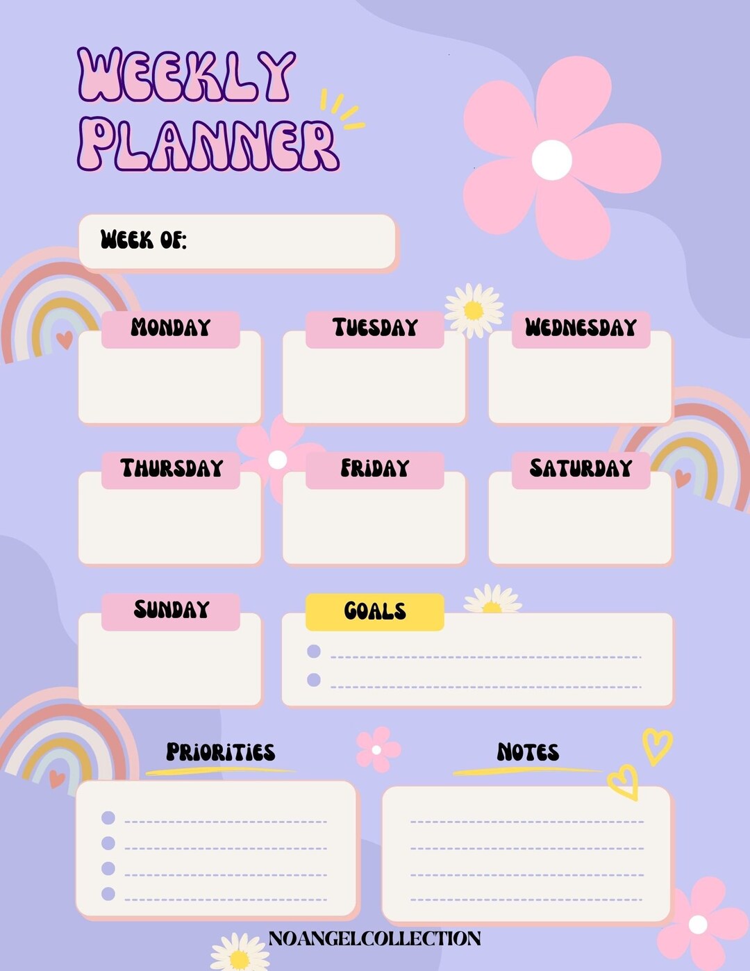 Weekly Planner | Rainbow Weekly Planner | Digital Planner | Printable ...