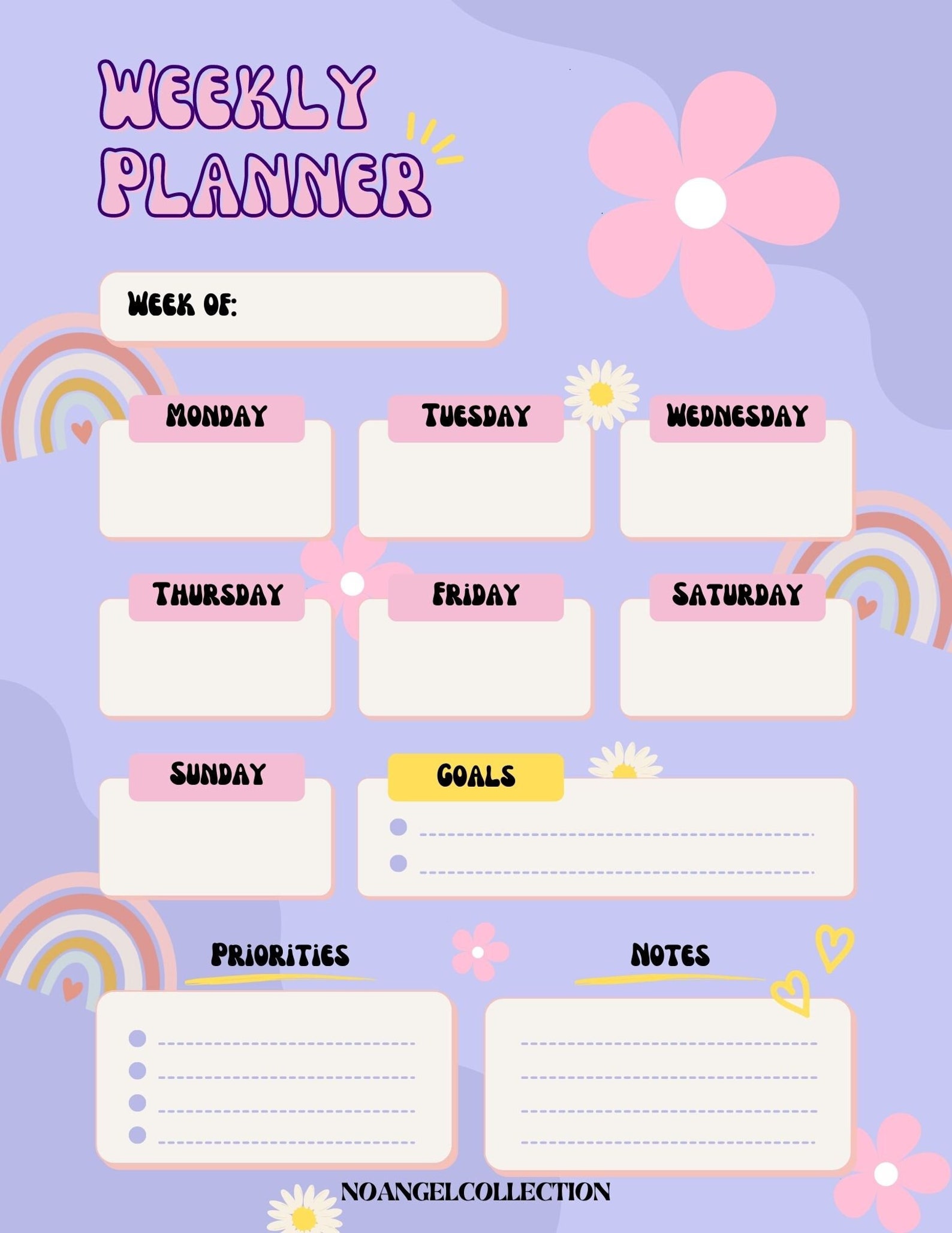 Weekly Planner | Rainbow Weekly Planner | Digital Planner | Printable ...