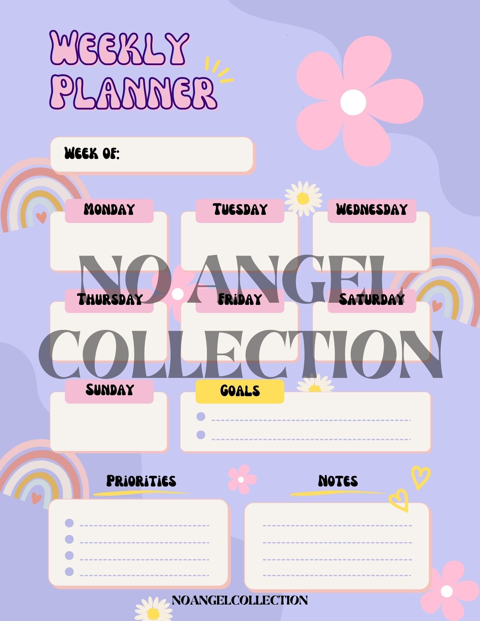 Weekly Planner | Rainbow Weekly Planner | Digital Planner | Printable ...