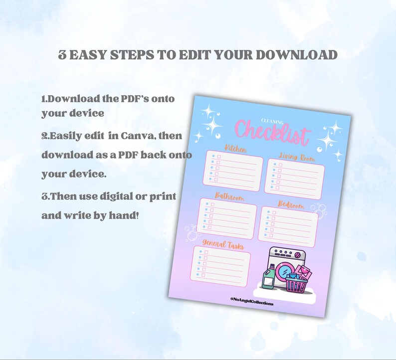Cleaning Checklist Printable | Decluttering Checklist Digital Download Weekly Cleaning Schedule ...