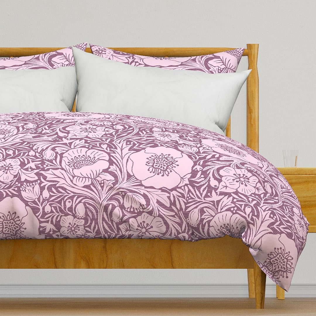 Purple Floral Duvet Cover, Cottage Core Bedding Set, Floral Arts and ...