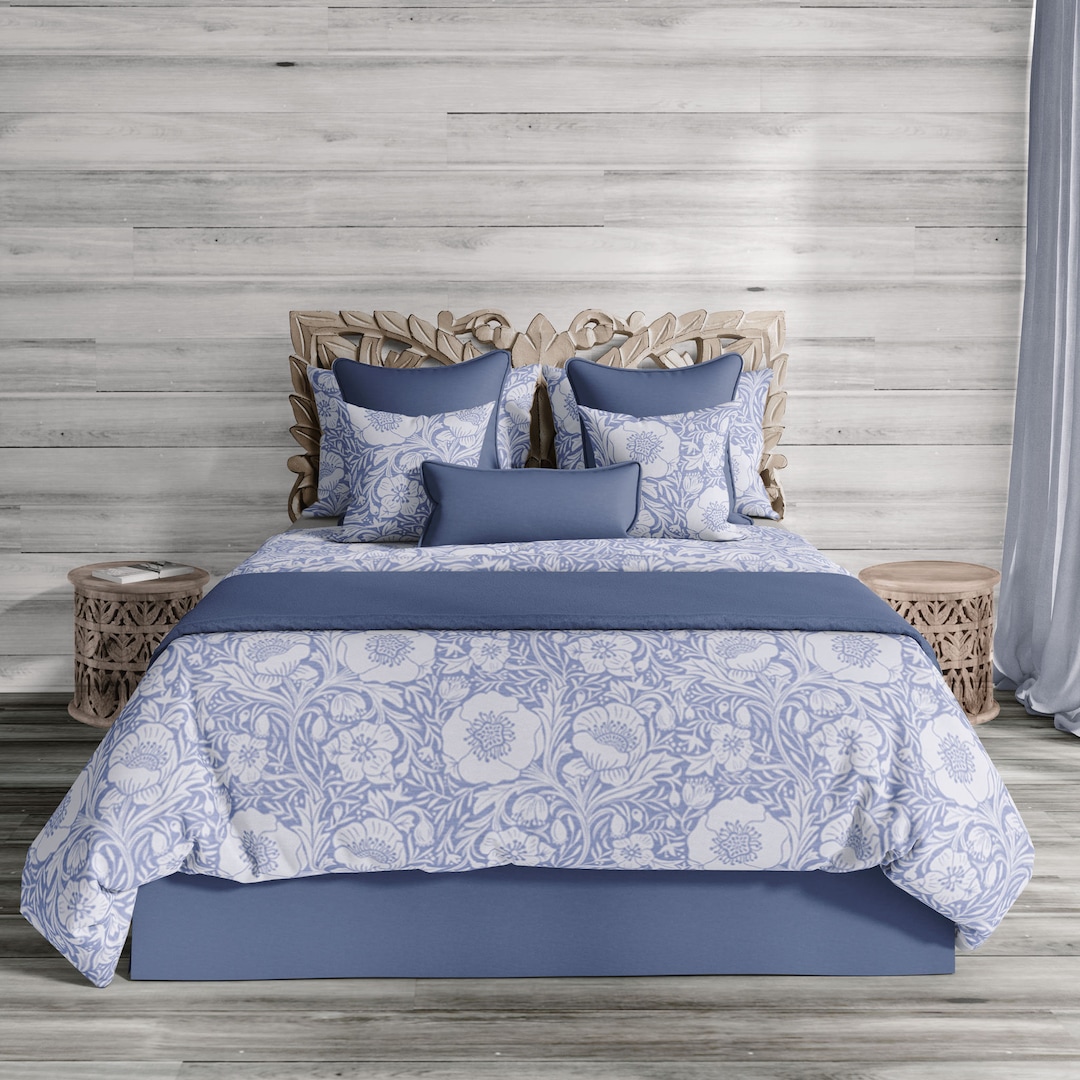 Blue Floral Duvet Cover, Cottage Core Bedding Set, Floral Arts and ...