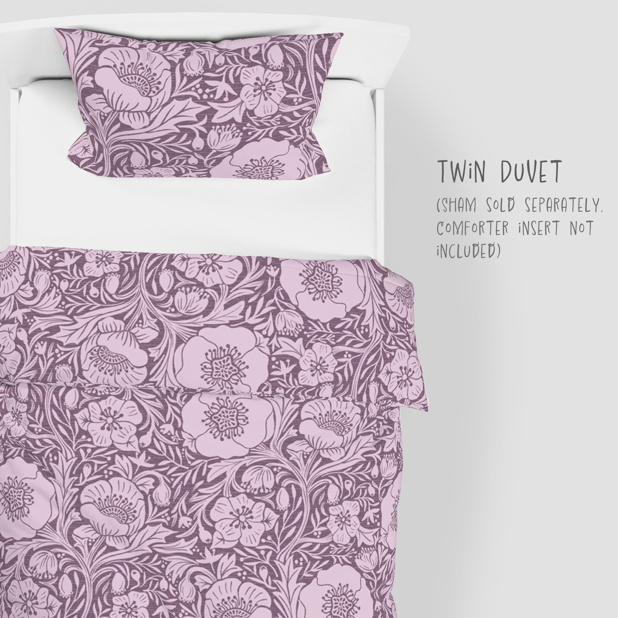 Purple Floral Duvet Cover, Cottage Core Bedding Set, Floral Arts and ...