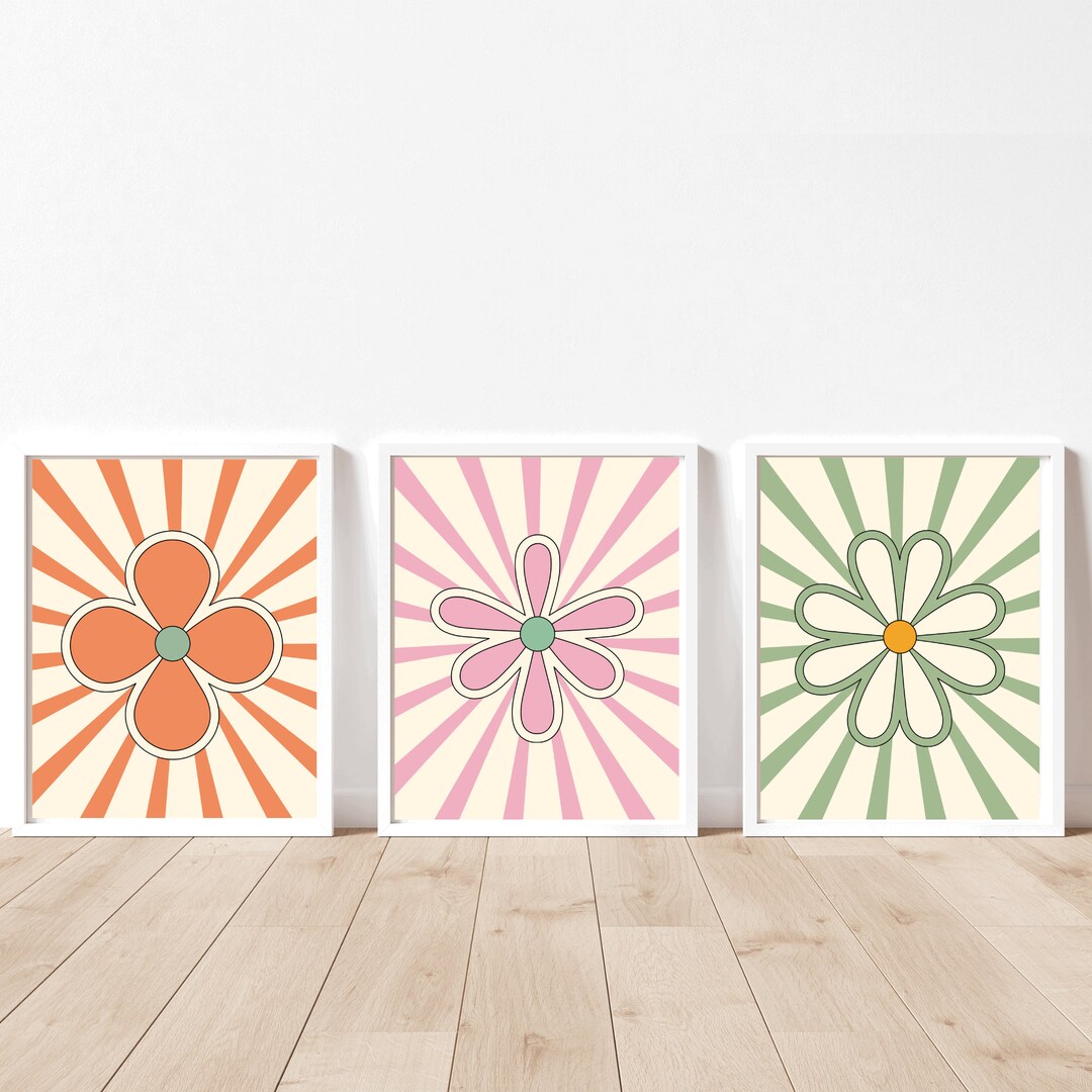 Trio of Flowers Art for Walls - Etsy